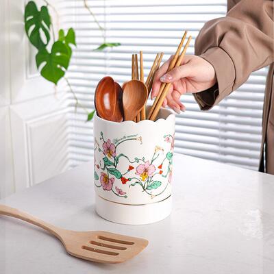 YST谷幽兰陶瓷筷筒多功沥水筒子家用大容能量筷子空KCH767B1笼厨