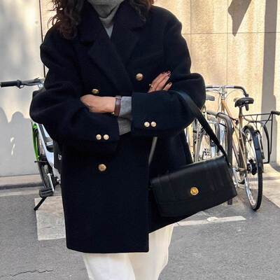 2025秋冬季新款气质毛呢西装外套女胖mm短款英伦呢子大衣大码女装