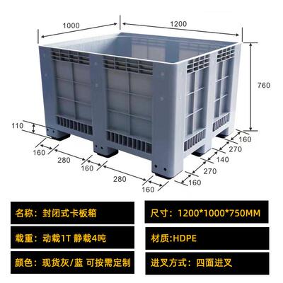 大型闭式卡板箱围板箱可带盖IQM子可加轮子转大周箱封物流箱卡板