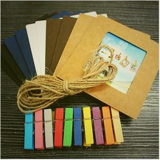 Hanging 3-inch kraft paper DIY photo wall with 10 mini frame