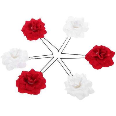 6pcs Rose Clips Elegant Flower Bridesmaid Wedding Bun Pins