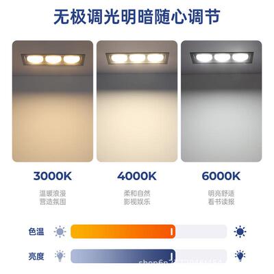 led筒灯嵌入式全光谱客厅卧室无主灯方形双头四头筒灯GX53斗胆灯