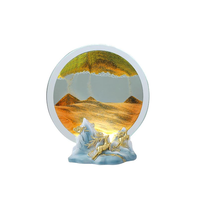 创意3d流沙画摆件客厅氛围灯装饰品沙漏解压小夜灯家居礼品工艺品