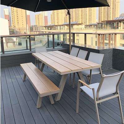 户外院室外花园民餐宿科技塑木桌椅YY-34243组合特斯布林网庭露天