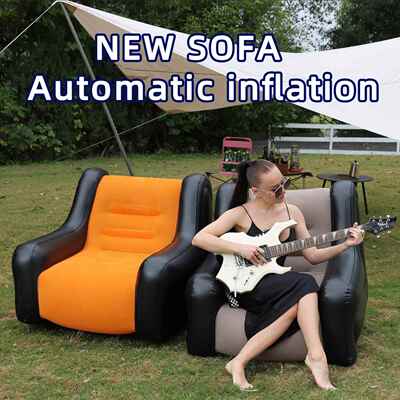 85001自主开发新款植绒充气沙发客厅简易懒人沙发自充气双人沙发