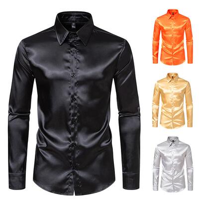 Men's long sleeved shirt, shiny shirt, performance outfit,