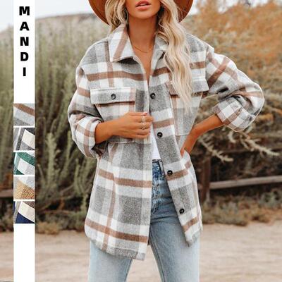 Women's plaid flannel shirt jacket