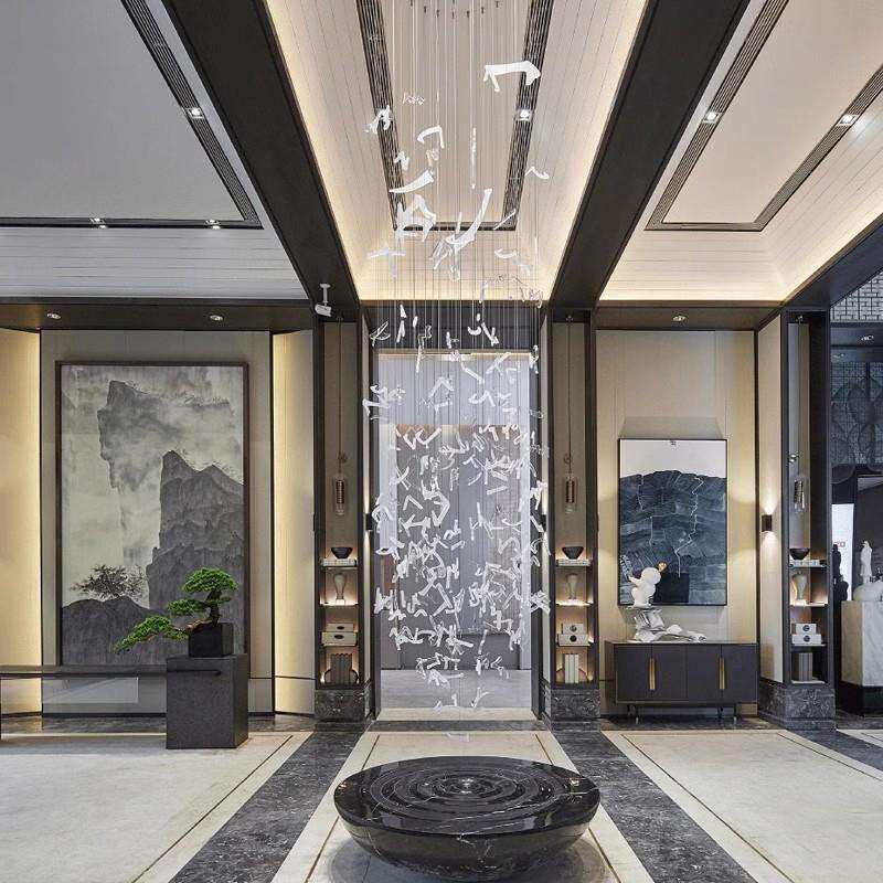 创意酒店大堂文字造型水晶吊灯餐饮展会宴会厅非标蜡烛工程吊线