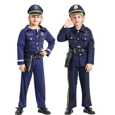 Halloween Kids Police Officer Uniform Runway Performance