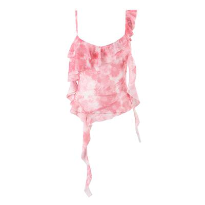 Lotus leaf edge ribbon top+fish tail ribbon wrapped skirt