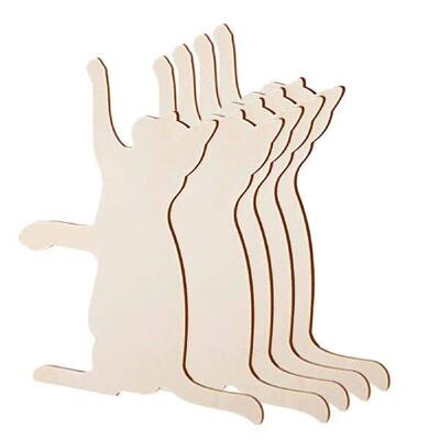 5 Pieces Wood Cat Cutouts Handmade Lightweight Unfinished