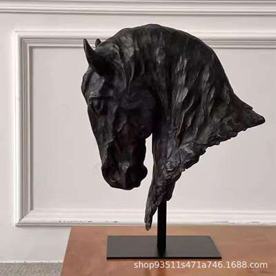 现代抽象家居客厅办公室接待室直播间装饰摆件树脂马头雕塑摆件