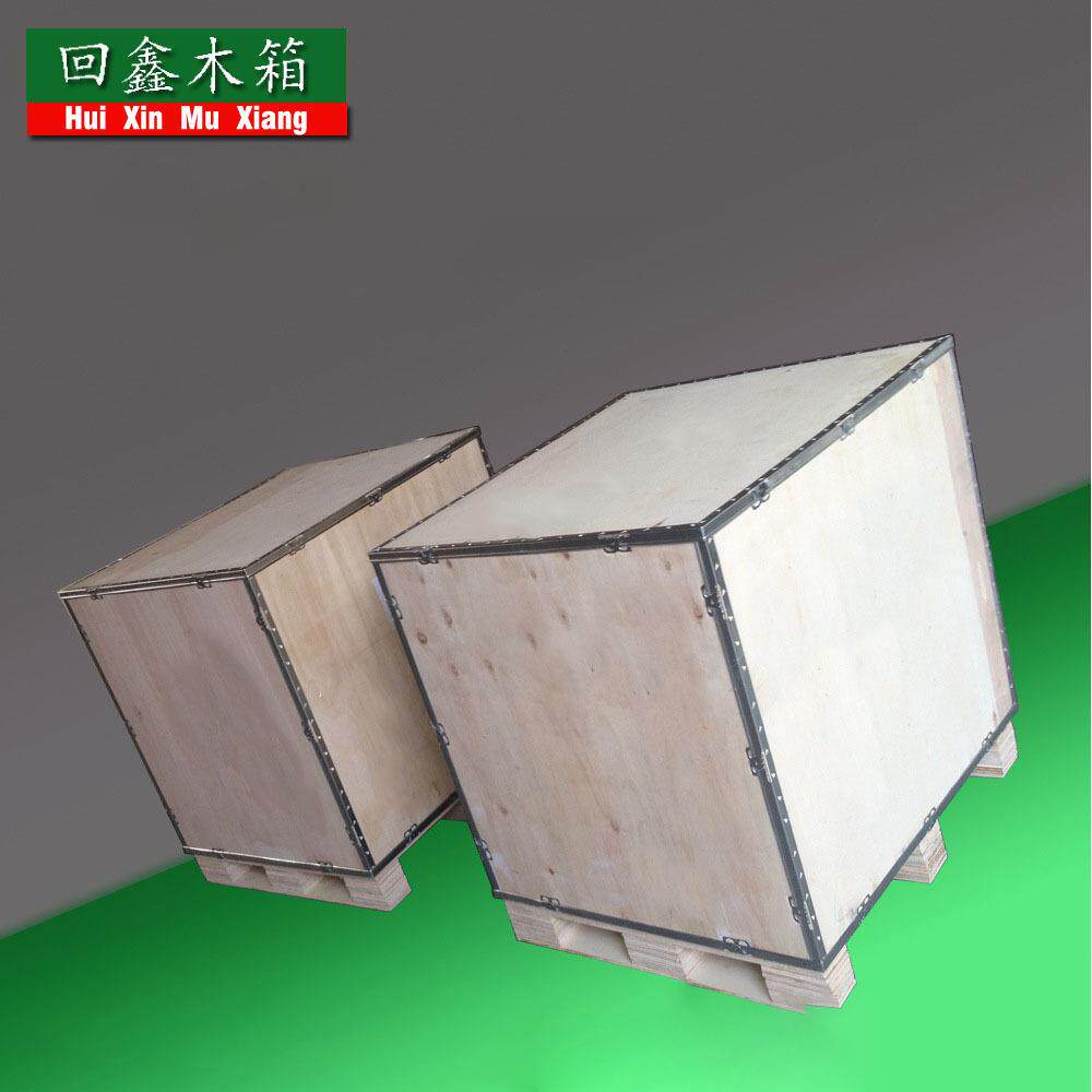 宁波出口钢带包装箱大型设备物流包装木箱免熏蒸钢带包装箱