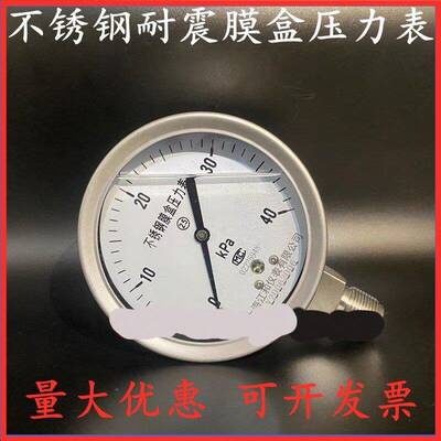 YNE100BF耐震不锈钢膜盒压力表ye100bf 0-16/25/40/60/100kpa上海