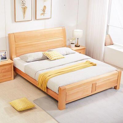 全实木床1.现8米双WH-DD-lf人床代简木约1.2m工厂直销1.5米榉原木