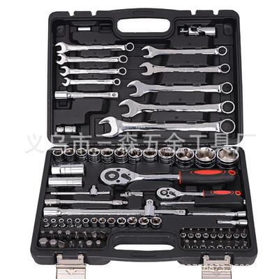 现货热卖82PCS套筒组套工具汽修工具组套新款黑盒装组合工具