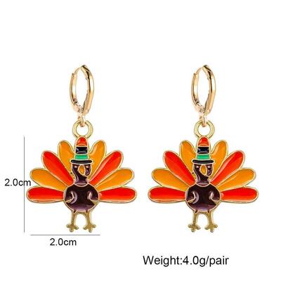 Thanksgiving Earrings Turkey Pumpkin Maple Leaf Sunflower Da