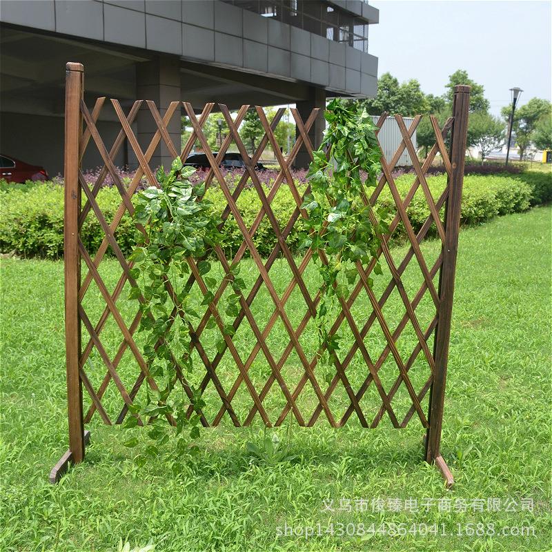 户外花园碳化防腐木栅栏原色木伸缩篱笆婚庆牵引网格庭院花架装饰