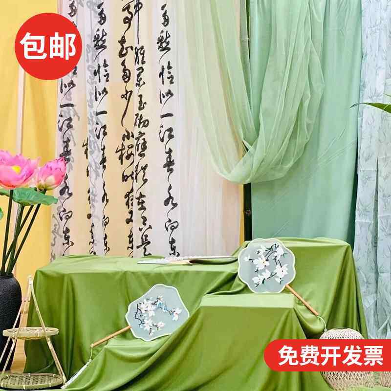 户外景观纱幔布置书房庭院装饰新中式国风布幔背景节庆布艺用品