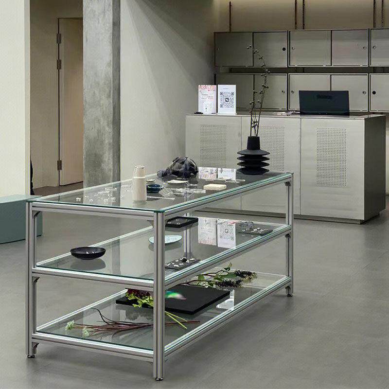 服装店中岛台工业风铝制展示架多层陈列架买手店货架置物架流水台