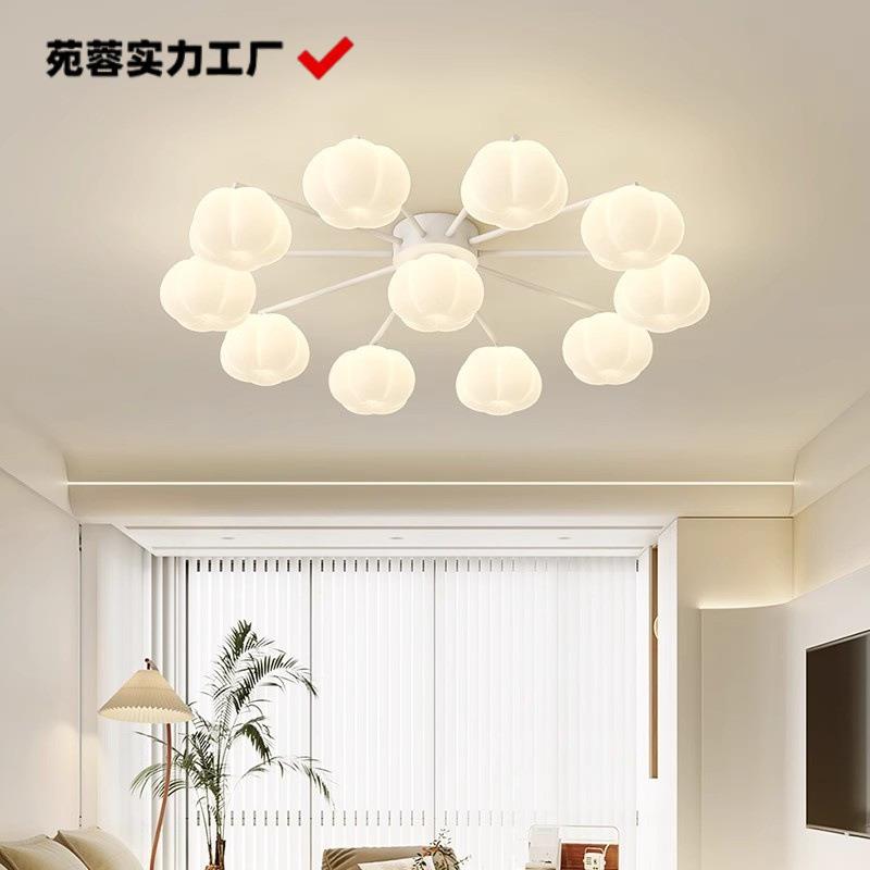 2024新款北欧客厅主灯新款奶油客厅灯花朵家用大厅卧室灯餐厅吊灯