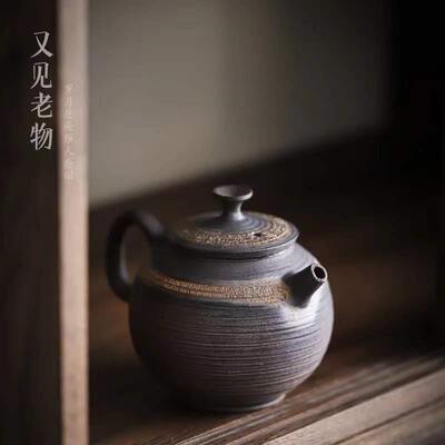 日YC00129式复粗陶复古茶壶沏茶功茶意具泡夫茶器创古手抓单人茶