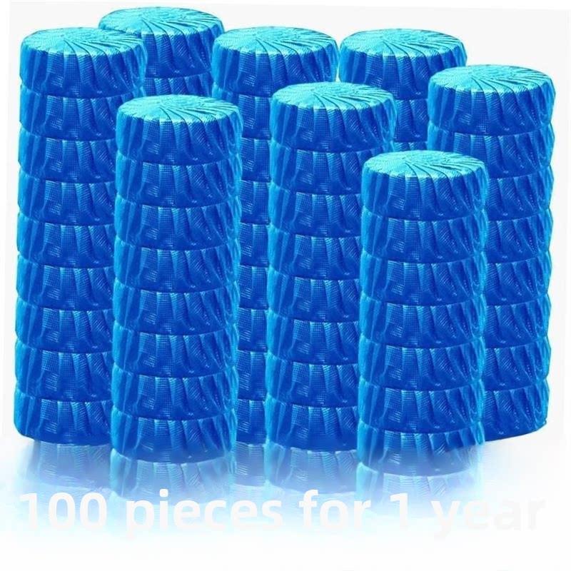 60pcs Blue Bubble Automatic Toilet Cleaner Tablet Blocks Loo