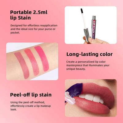 Peel Off Lip Stain Reveal Long Lasting Waterproof Pink Lip T