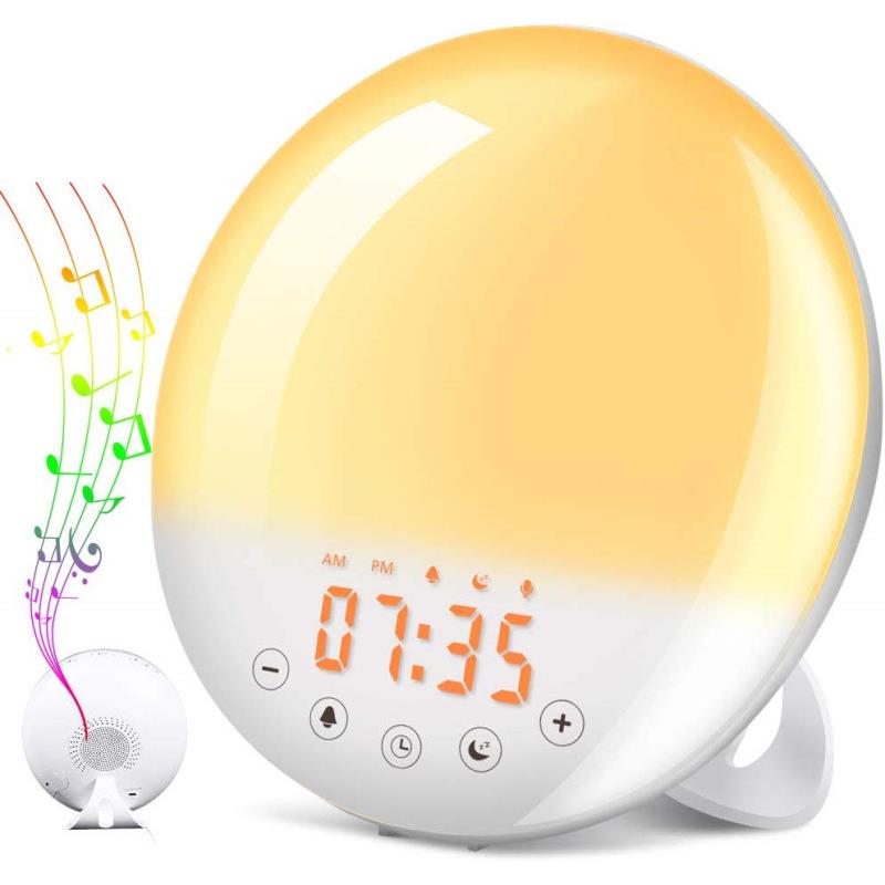 智能日出唤醒灯led闹钟 日落睡眠七彩变色氛围灯贪睡起床灯FM收音