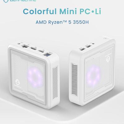 GenMachine 电脑主机锐龙R5-3550H 彩灯款办公家用4K高清MINI PC