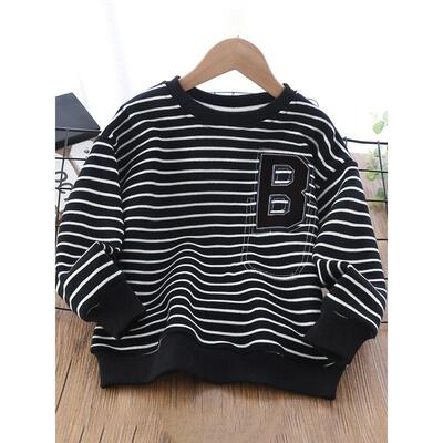 M 43058 Kids Fleece Striped Jacket 儿童加绒条纹外套跨境