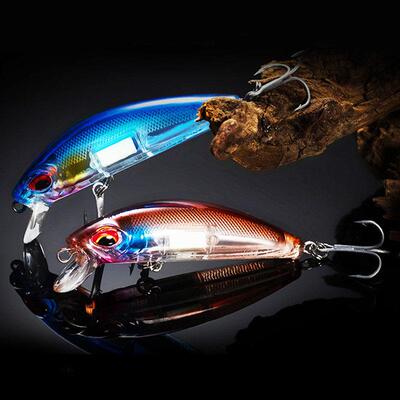 1Pcs 3D Eyes Luminous Minnow Fishing Lures 7cm 11.5g Jig Sin