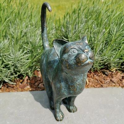 Bronze Cat Sculpture Statue Decor Cat Resin Bronze Lawn跨境