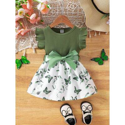V 27379 Girls Printed Princess Dress 女童公主裙跨境速卖