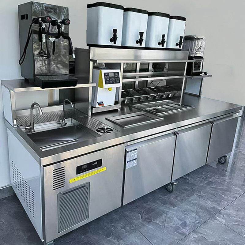 奶茶设备套水吧台藏饮品店制冷工作全台店不锈钢商用开/槽冷操作