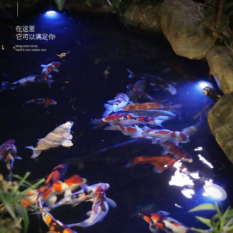 太阳能水底灯户外花园七彩鱼池水池灯防水下泳池鱼缸灯别墅庭院灯