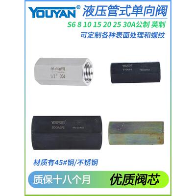 S8A2.0/1 S6A1.0/2 S10A3.0液压S15A5.0管式S20A单向阀S25A5 S30A