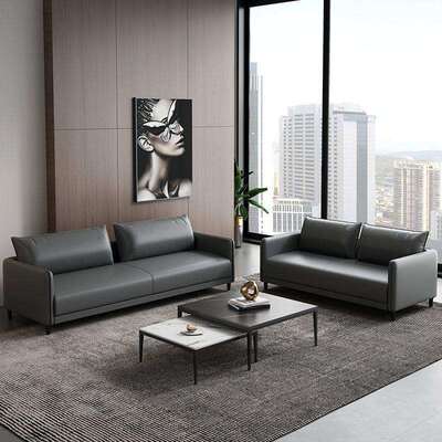 现代约皮艺办室接简待双人三公人小HVD便户型客厅卧室宜沙发直排