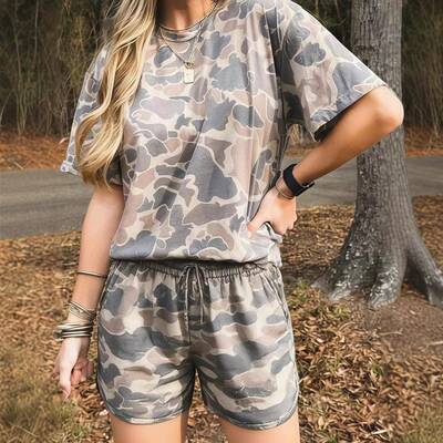PHEFEE Women's Camouflage 2 Piece Outfits Casual Short