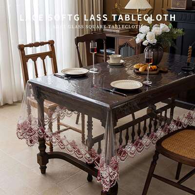美佐尔布艺新品热卖透明软玻璃餐桌布绣花蕾丝花边茶几布圆桌方桌
