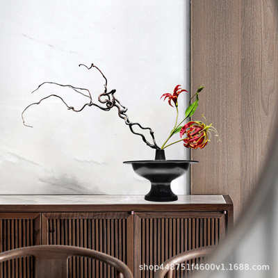 新中式仿真花艺龙柳枝假花套装样板间餐厅茶室茶几民宿装饰花摆件