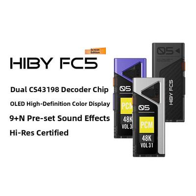 HiBy海贝FC5 手机小尾巴USB-C解码耳放电脑声卡MQA平衡HiFi双DAC