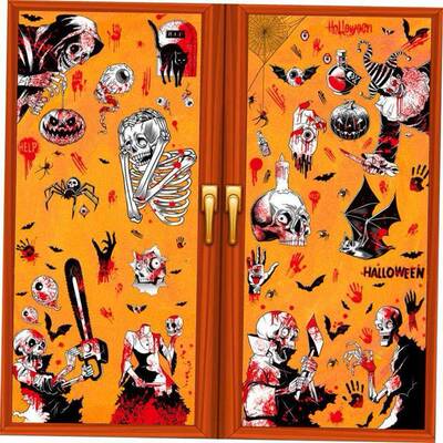 Halloween decoration skull window sticker static sticker万圣