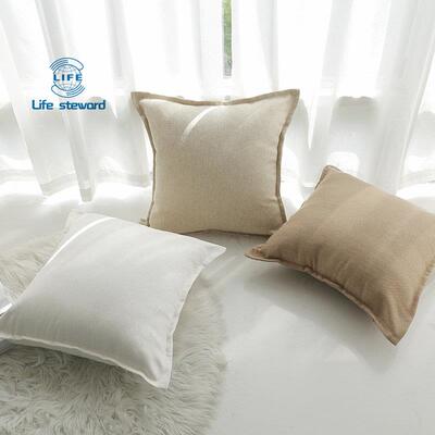 仿麻包边抱枕套客厅沙发靠垫套纯色办公腰枕cushion cover pillow