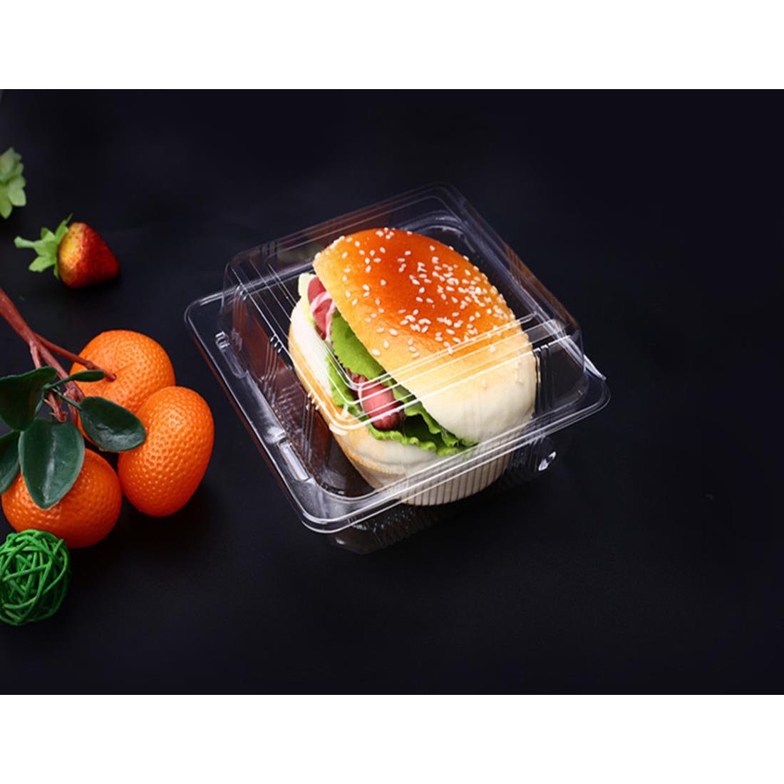 烘焙包装J309透明塑料西点水果盒汉堡蛋糕方形一次性打包吸塑面包
