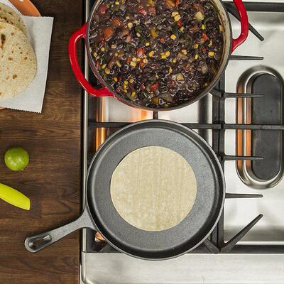 Cast Iron Round Griddle Pre-Seasoned Griddle Pan Stove Top