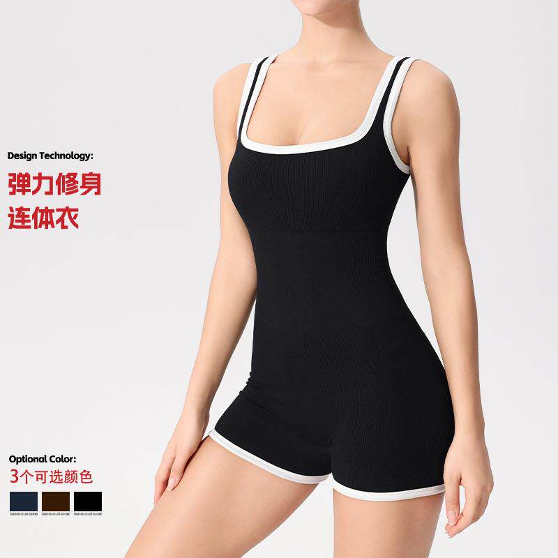 高级感连体瑜伽服女健身美背连体衣舞蹈运动紧身带胸垫空中瑜伽服