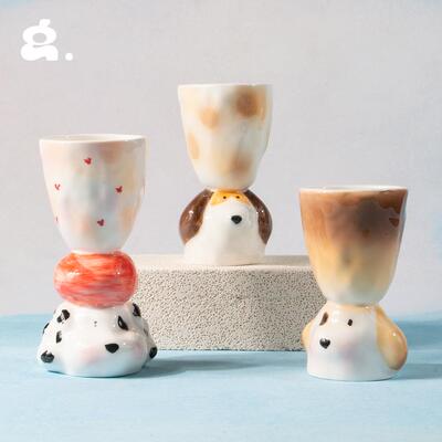 CONGSTUDIO限定手作可爱小狗纯手工陶瓷杯酒杯创意少女生日礼物