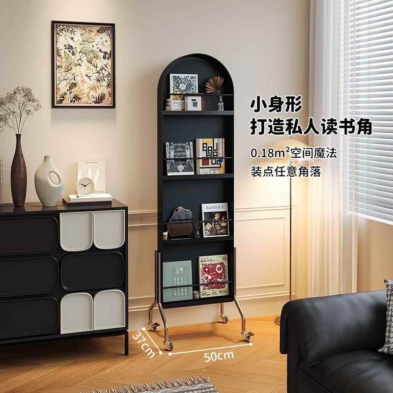 家用红多架功能简约志可移动咨询客服镜子书架杂穿衣镜网一体置物