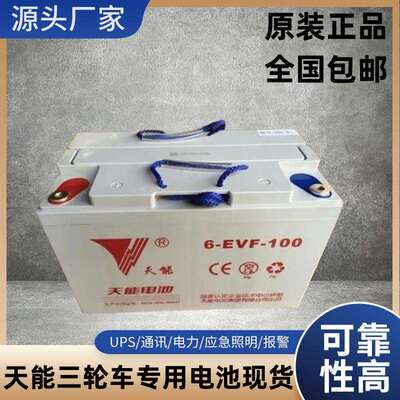 天能6-EVF-100AH电动叉车三轮篷车专用免维护蓄电池12V100AH全新